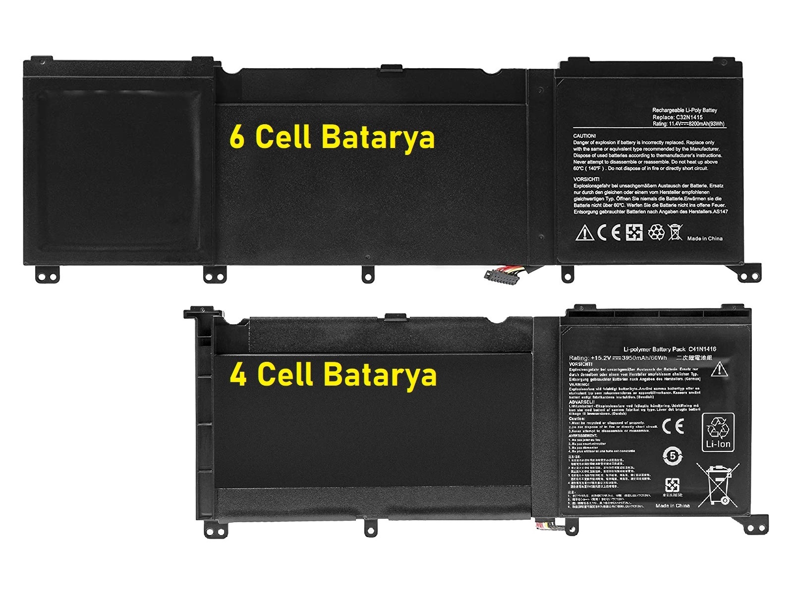 Asus ROG G60JW Batarya Pil RETRO V1 (4 Cell) - 176544-HJ-6254 ...